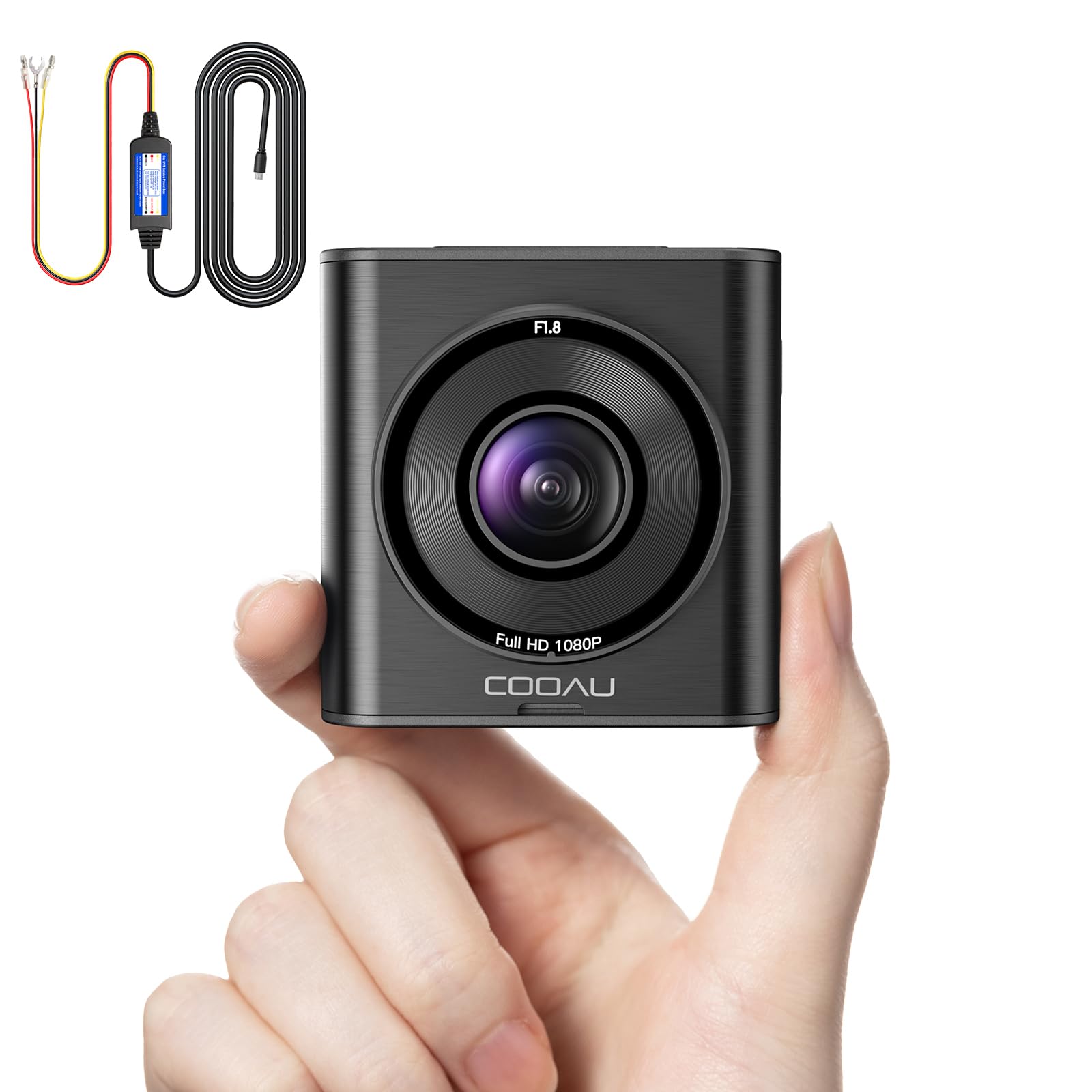 COOAU 1080P Dash Cam for Cars with Micro USB Hardwire Kit - 2" IPS Screen 24H Parking Mode G-Sensor Loop Recording Wide Angle Night Vision Supercapacitor