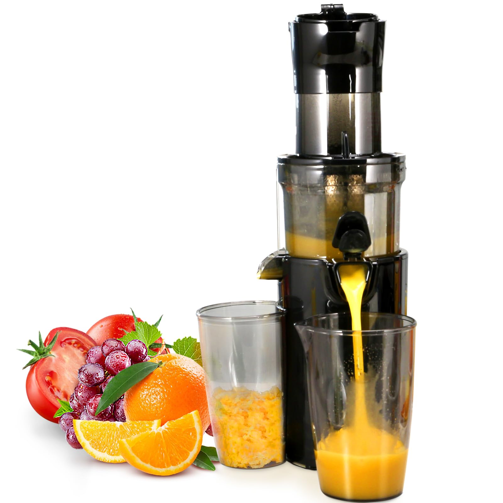 VEVOR Masticating Juicer, Cold Press Juicer Machine, Juice Extractor Maker with High Juice Yield, Easy to Clean with Brush, for High Nutrient Fruits Vegetables (Standard)