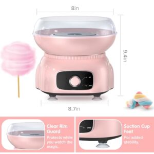 Candey Cotton Candy Machine, Cotton Candy Maker for Kids, Makes Hard Sugar, Sugar Floss, Homemade Sweets for Birthday Parties, Includes 1 Magic Stick, 1 Sugar Scoop, and 10 Bamboo Skewers, Pink