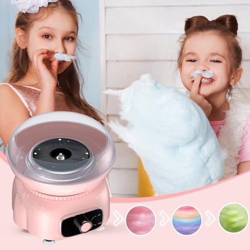 Candey Cotton Candy Machine, Cotton Candy Maker for Kids, Makes Hard Sugar, Sugar Floss, Homemade Sweets for Birthday Parties, Includes 1 Magic Stick, 1 Sugar Scoop, and 10 Bamboo Skewers, Pink