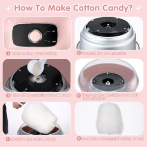 Candey Cotton Candy Machine, Cotton Candy Maker for Kids, Makes Hard Sugar, Sugar Floss, Homemade Sweets for Birthday Parties, Includes 1 Magic Stick, 1 Sugar Scoop, and 10 Bamboo Skewers, Pink