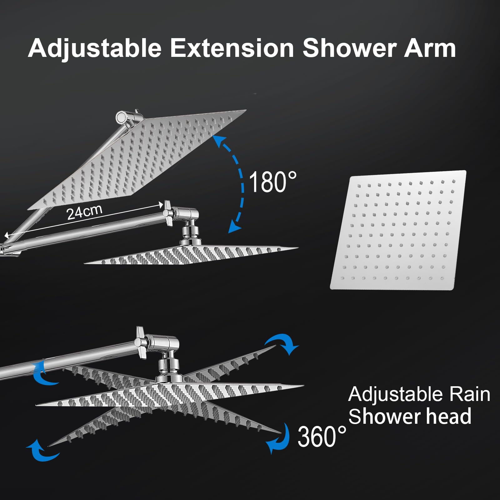 Jafeton Rainfall Shower Head Combo, THE FIRST WATERFALL handheld mode, 8 Inch Rain Shower Head with Handheld 6 Spray Modes Pressurize Bath Sprayer, Overhead Shower with Adjustable Extension Arm,Chrome