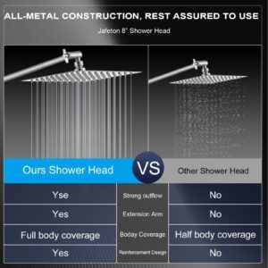 Jafeton Rainfall Shower Head Combo, THE FIRST WATERFALL handheld mode, 8 Inch Rain Shower Head with Handheld 6 Spray Modes Pressurize Bath Sprayer, Overhead Shower with Adjustable Extension Arm,Chrome