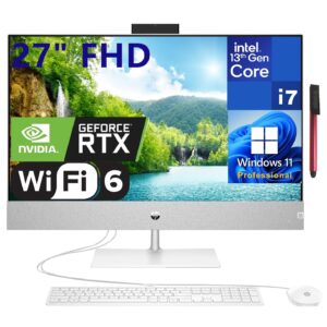 hp 2023 pavilion all-in-one 27 fhd desktop computer, 13th gen intel 18-core i7-13700t, geforce rtx 3050 4gb, 64gb ddr4 ram, 2tb pcie ssd + 1tb hdd, wifi 6, bt 5.3, windows 11 pro, broage