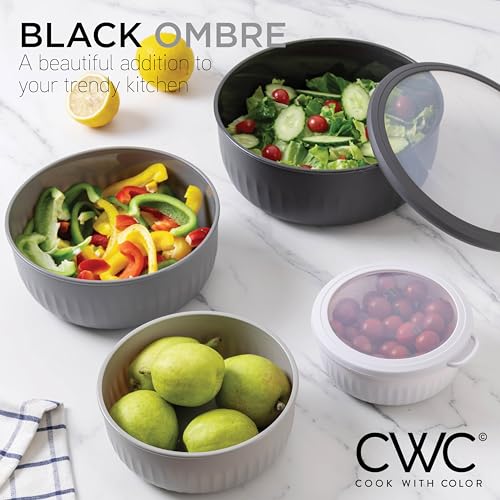 COOK WITH COLOR Prep Bowls with Lids- Wide Mixing Bowls Nesting Plastic Small Mixing Bowl Set with Lids (Green)