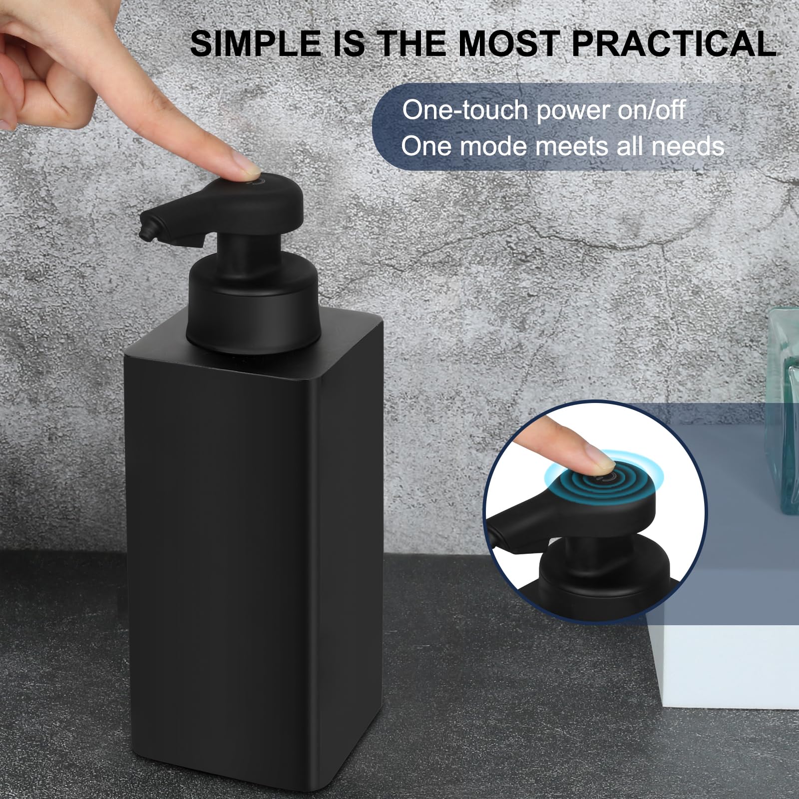 Automatic Soap Dispenser Foaming Hand Free Soap Dispenser Foam Rechargeable Soap Dispenser Touchless Soap Dispenser Smart Electric Auto Dish Soap Dispenser for Bathroom, Kitchen, Commercia Black