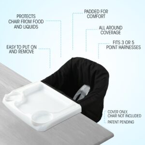 Little One Cover for Portable Hook on High Chair – Fits Most Clip On High Chairs, Liner Pad Protects from Spills and Crumbs, Machine Washable, Easy to Install and Remove (Black)