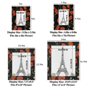 4x6 Picture Frame Embroidery Red Poppies Wood Photo Frames with Acrylic for Wall Mount & Table Top Display Picture Frames for Wall Decor