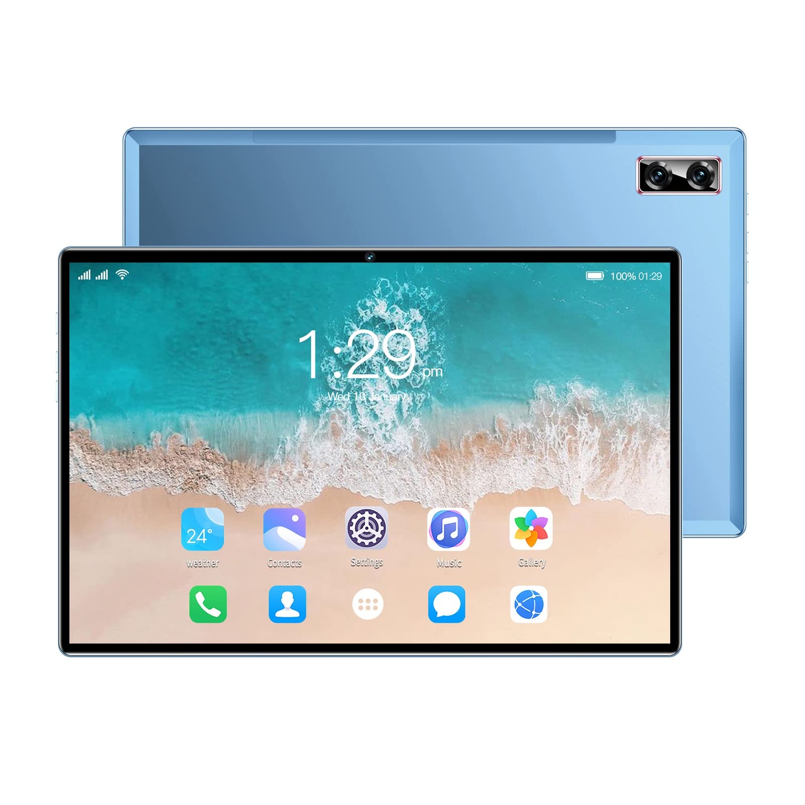 Yoidesu 10 Inch Tablet for Android, 6G RAM 256G ROM, 1200x1920 FHD IPS Screen, 2.0GHz Octa Core, Dual SIM Dual Standby Calling Tablet, Support 4G Network Calls 5G WIF (Blue)