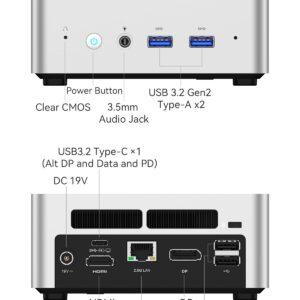 MINISFORUM UN1265 Mini PC 12th Gen Core i7-12650H(10C/16T) Mini Computer 32G RAM+1TB SSD, Expandable HDD Slot, HDMI/DP/USB-C 4K@60Hz Outputs, WiFi 6E/BT5.2/2.5G LAN, 4xUSB Port Desktop Computer