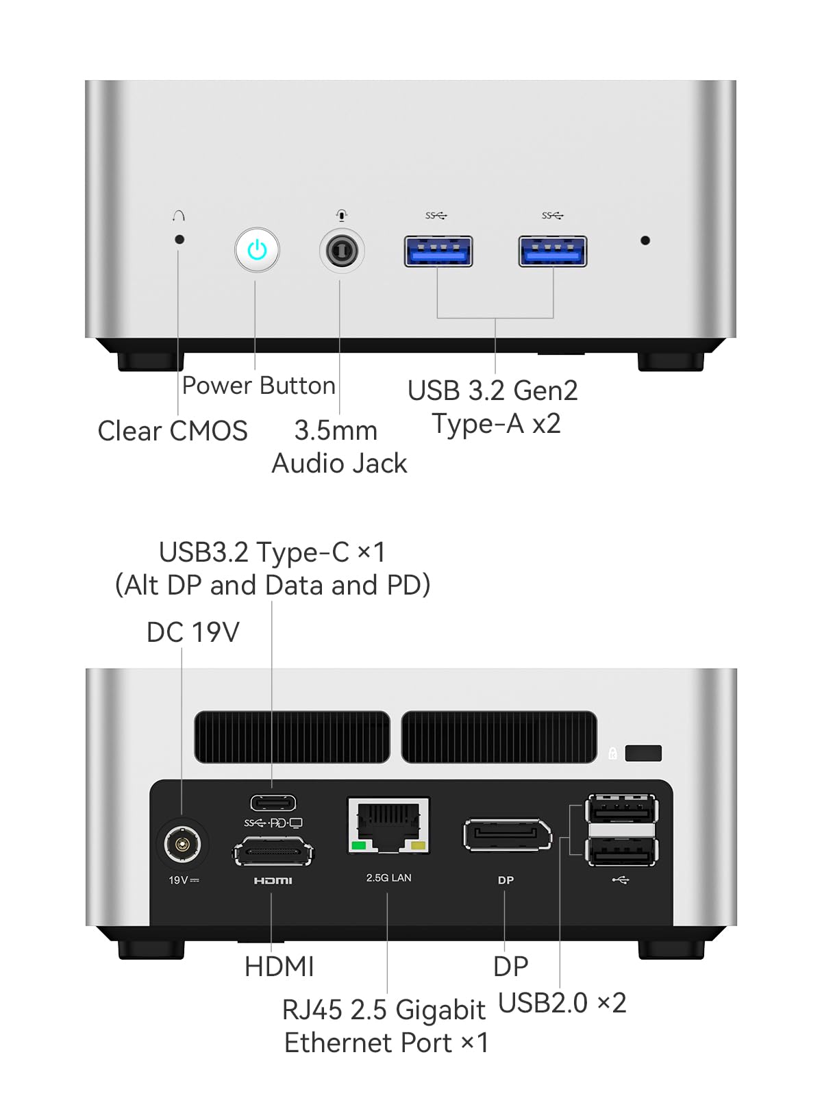 MINISFORUM UN1265 Mini PC 12th Gen Core i7-12650H(10C/16T) Mini Computer 32G RAM+1TB SSD, Expandable HDD Slot, HDMI/DP/USB-C 4K@60Hz Outputs, WiFi 6E/BT5.2/2.5G LAN, 4xUSB Port Desktop Computer