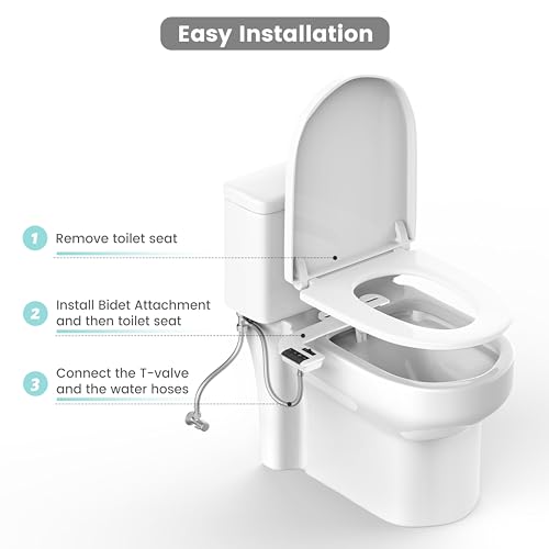 Aresmata Bidet Attachment for Toilet Unique Dual Retractable Nozzles Badays for Toilets Seat, Non-Electric Self-Cleaning Fresh Water Sprayer, Adjustable Water Pressure Bidets for Existing Toilets