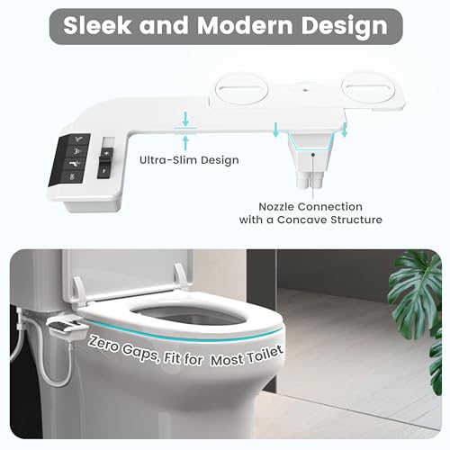 Aresmata Bidet Attachment for Toilet Unique Dual Retractable Nozzles Badays for Toilets Seat, Non-Electric Self-Cleaning Fresh Water Sprayer, Adjustable Water Pressure Bidets for Existing Toilets