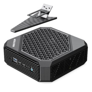 minisforum neptune series hx77g mini pc amd ryzen 7 7735hs desktop computer, ddr5 32gb ram+1tb ssd, 2x hdmi & 2x usb4 quad outputs, amd radeon rx 6600m discrete graphics small pc