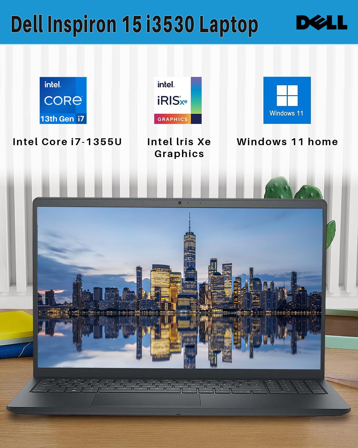 Dell Inspiron 15 2023 Newest Touchscreen Laptop for Business, 15.6" 1080p Anti-Glare, 13th Gen Intel Core i7-1355U(Up to 5GHz, 10 Cores), 16GB RAM, 1TB SSD, Wi-Fi 6, Win 11 Home, Bundle with JAWFOAL