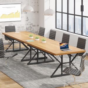 Tribesigns 6FT Conference Table, 70.86 L x 31.49 W x 29.52 H Inches Rectangle Meeting Room Table, Rustic Wood Seminar Table Executive Desk for Office, Conference Room (Light Walnut)