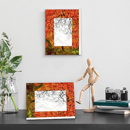 Gublec 4x6 Frame for Wall Decor Red Maple Tree Wood Photo Frame with High-Clarity Plexiglas Picture Frames for Farmhouse Living Room Office Desk