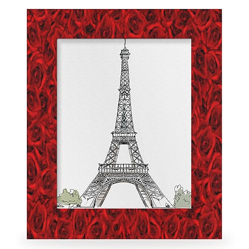 4x6 Picture Frame Red Roses Wood Photo Frames with Acrylic for Wall Mount & Table Top Display Picture Frames for Wall Decor