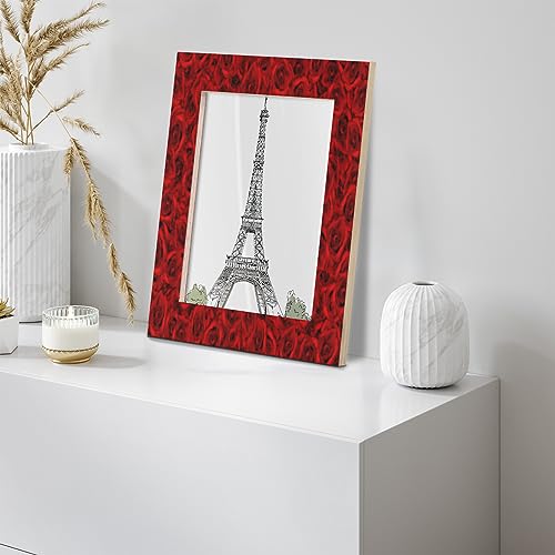 4x6 Picture Frame Red Roses Wood Photo Frames with Acrylic for Wall Mount & Table Top Display Picture Frames for Wall Decor