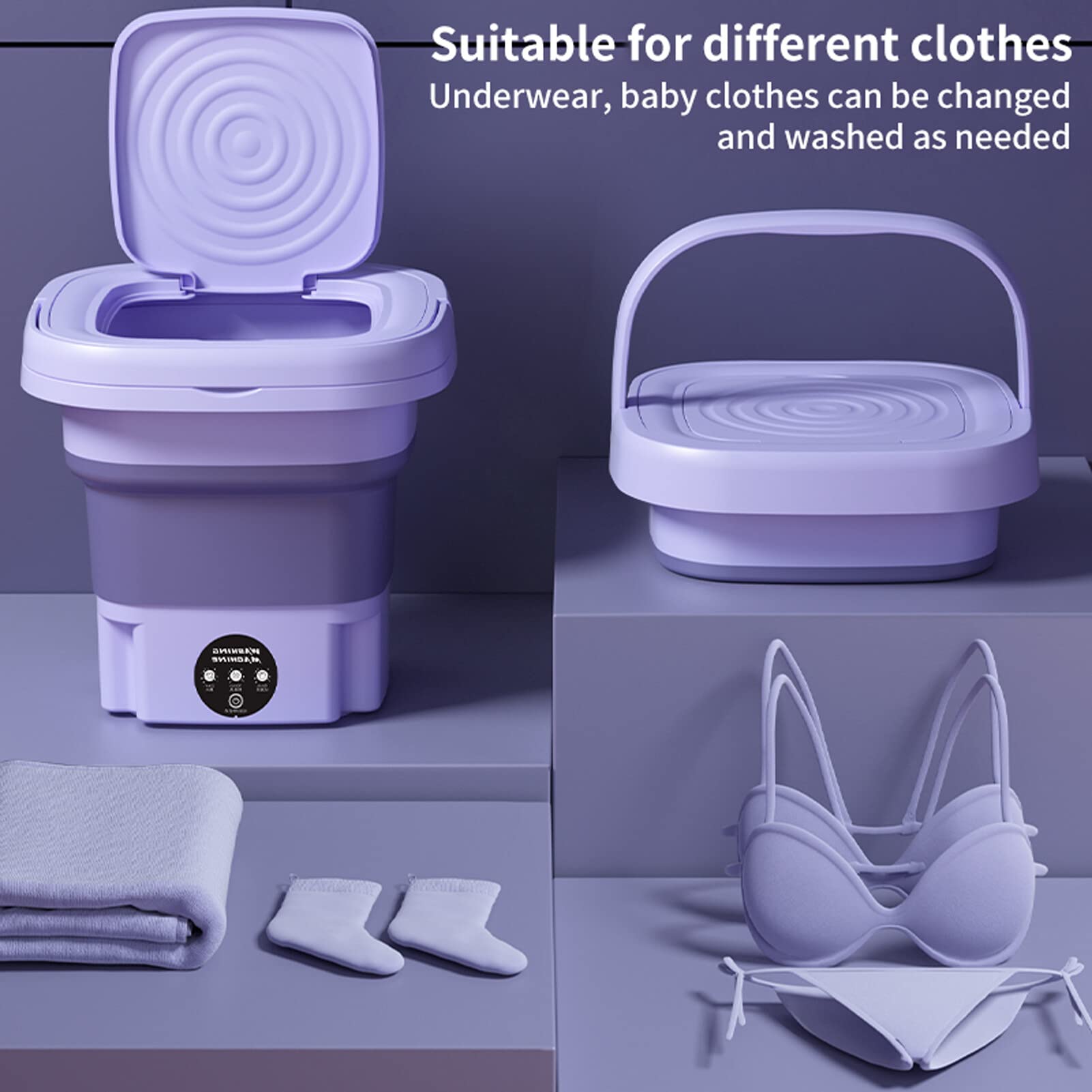 Luxmars Portable Washing Machine 2024 Foldable Mini Washing Machine Half Automatic Small Washer for Baby Clothes|Underwear or Small Items