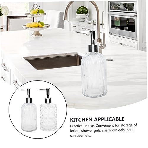 Cabilock 4 Pcs Bottle Set Hand Soap Dispenser Lotion Container Press-Type Bottle Liquid Container Refillable Bottle Shampoo Dispenser Transparent Travel Bottle Glass Filling Empty Bottle