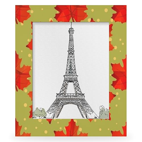 Gublec 4x6 Frame for Wall Decor Maple Leaves Red Wood Photo Frame with High-Clarity Plexiglas Picture Frames for Farmhouse Living Room Office Desk