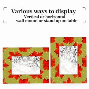 Gublec 4x6 Frame for Wall Decor Maple Leaves Red Wood Photo Frame with High-Clarity Plexiglas Picture Frames for Farmhouse Living Room Office Desk