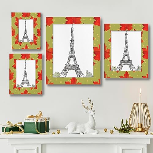 Gublec 4x6 Frame for Wall Decor Maple Leaves Red Wood Photo Frame with High-Clarity Plexiglas Picture Frames for Farmhouse Living Room Office Desk