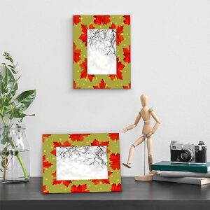 Gublec 4x6 Frame for Wall Decor Maple Leaves Red Wood Photo Frame with High-Clarity Plexiglas Picture Frames for Farmhouse Living Room Office Desk