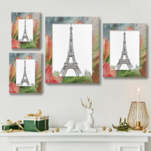 Gublec 4x6 Frame for Wall Decor Red Tulip Painting Wood Photo Frame with High-Clarity Plexiglas Picture Frames for Farmhouse Living Room Office Desk