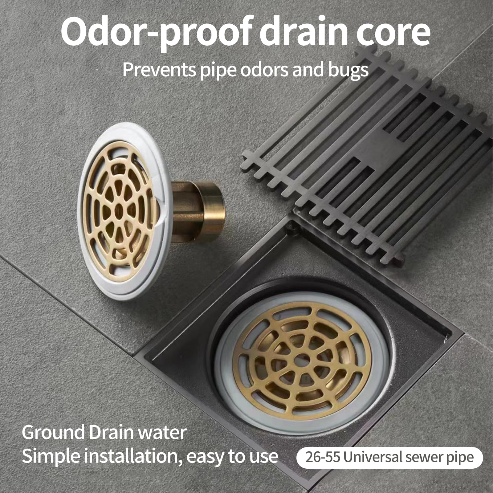 2-Pack Odor Proof Floor Drain,Removable Strainer Cover,Shower Drain Hair Catcher,Effectively Prevent Hair or Foreign Matter from Clogging The Drain Pipe,Suitable for ≥1.3 inch Diameter of The Drain