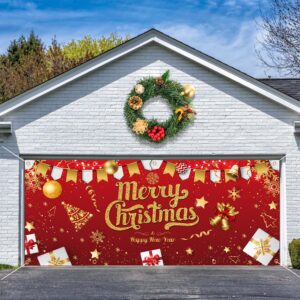 7 x 16 ft christmas garage door banner decorations,christmas double garage door cover,hanging banner large christmas backdrop decoration for outdoor indoor home holiday party photo wall background