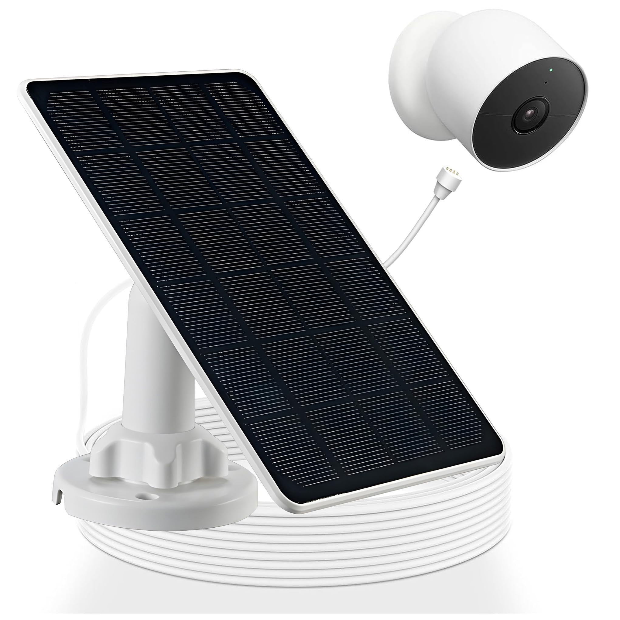 3w Solar Panel Compatible with Google Nest Camera Outdoor & Indoor & 2nd Generation (Battery Version) Cameras, Weather Resistant, Easy Install，IP66 Waterproof，4m Charging Cable (3W one Packed)