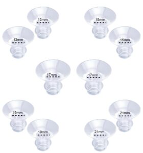 10pcs flange inserts 13/15/17/19/21mm for 24mm flange/shield of most pumps,compatible with momcozy/medela/elvie/spectra/tsrete/willow/ncvi/kmaier breast pumps,reduce 24mm tunnel down to correct size