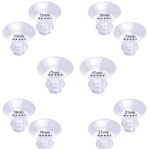 10PCS Flange Inserts 13/15/17/19/21mm for 24mm Flange/Shield of Most Pumps,Compatible with Momcozy/Medela/Elvie/Spectra/TSRETE/Willow/NCVI/kmaier Breast Pumps,Reduce 24mm Tunnel Down to Correct Size