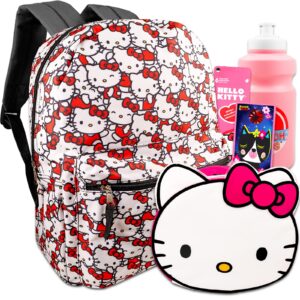 hello kitty backpack and lunch box for girls - bundle with 16” hello kitty backpack, lunch bag, stickers, water bottle, more | hello kitty school backpack set