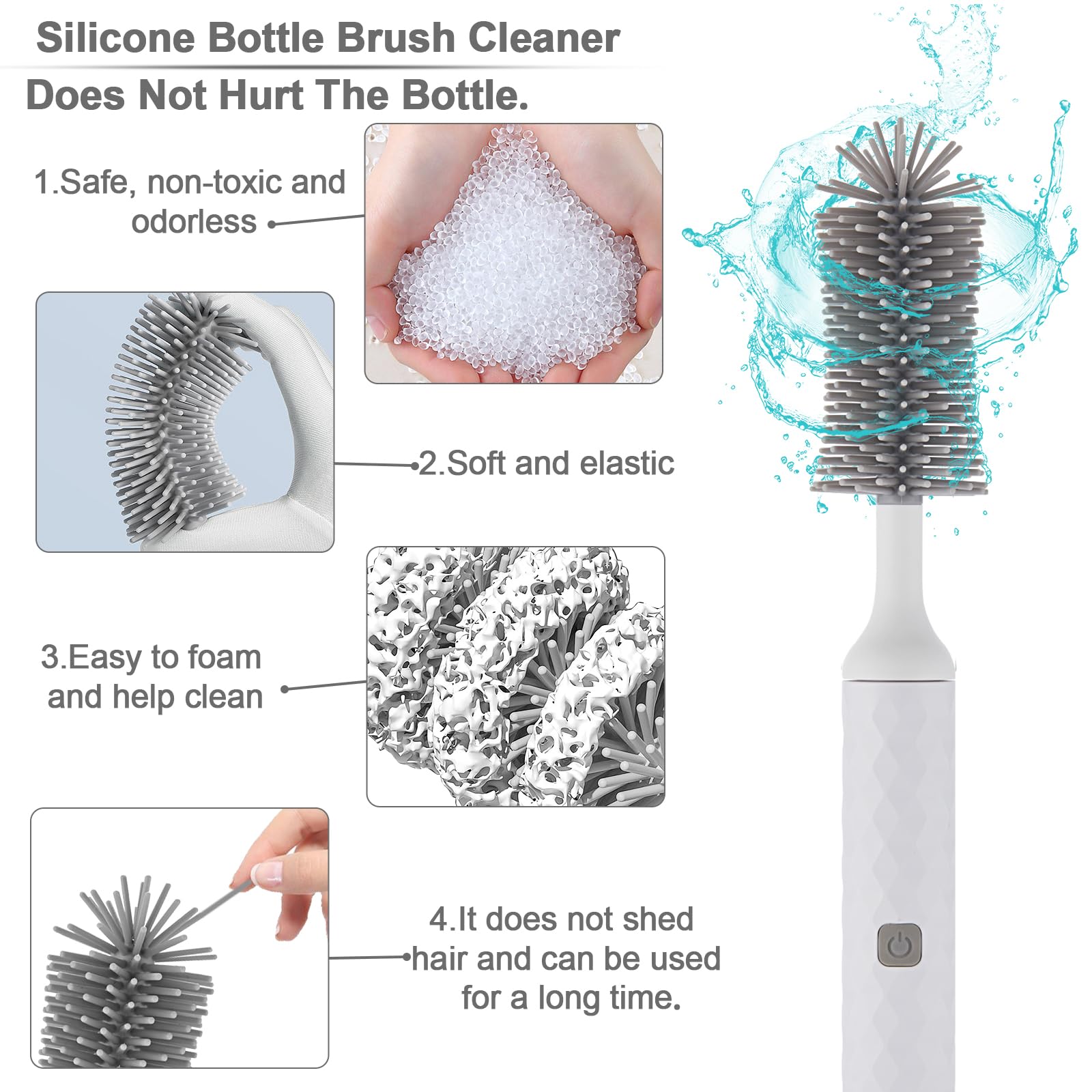 biqin Electric Cleaning Brush Set 4 Piece Multi-Purpose Cleaner Brushes,360° high-Speed Rotation Cleaning,1500mAh,Waterproof IPX65,Perfect Household Cleaning Brushes(White)