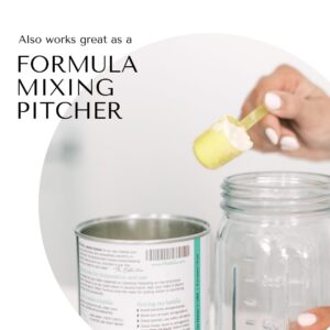 Ford & Row- Breast Milk Pitcher White 32 oz- Formula Pitcher For Breastmilk Storage Container For Fridge- Breastmilk Pitcher- Mason Jar Pour Spout Lid- Formula Mixing Pitcher- Mason Jar Pitcher