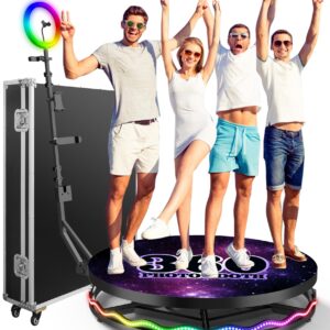 360 Photo Booth Machine for Parties with Ring Light Free Custom Logo Stand on Remote Control Automatic Slow Motion 360 Spin Photo Camera Booth