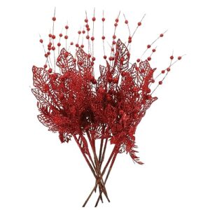 bestoyard 8pcs decor berries artificial floral picks diy berry adornment artificial berry stem fake berry christmas tree picks artificial berry picks christmas picks resin branch plug-in