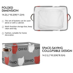 Oh-io State Storage Bin with Handle,Rectangular Foldable Storage Basket Large Storage Collapsible for Shelves Closet Bedroom Living Room