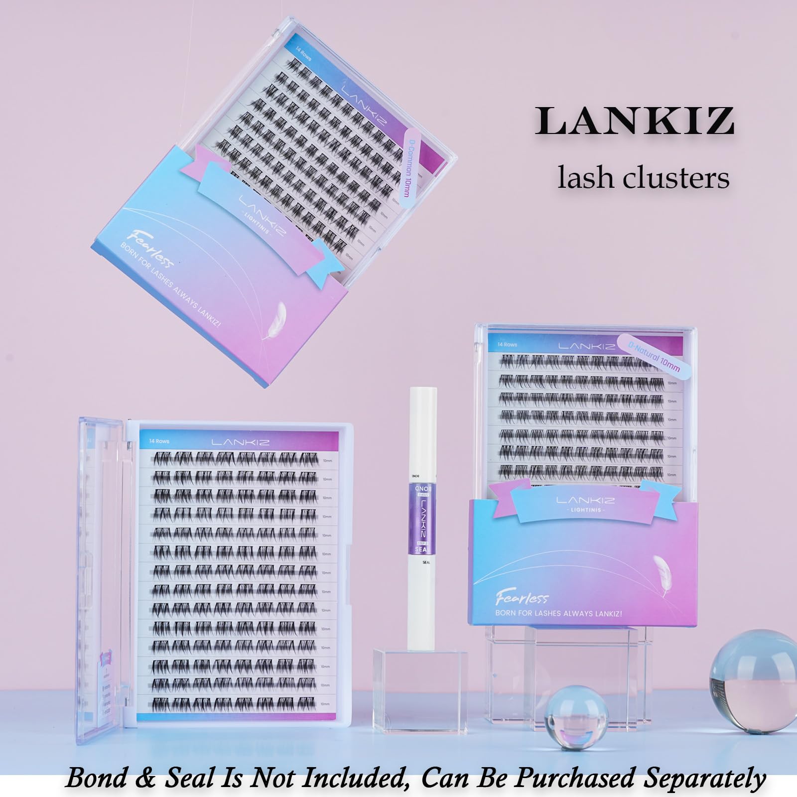 LANKIZ Lash Clusters Kit, Individual Lashes Kit, 120pcs Wispy Cluster Eyelashes Extension with Lash Bond & Seal and Lash Remover Kit