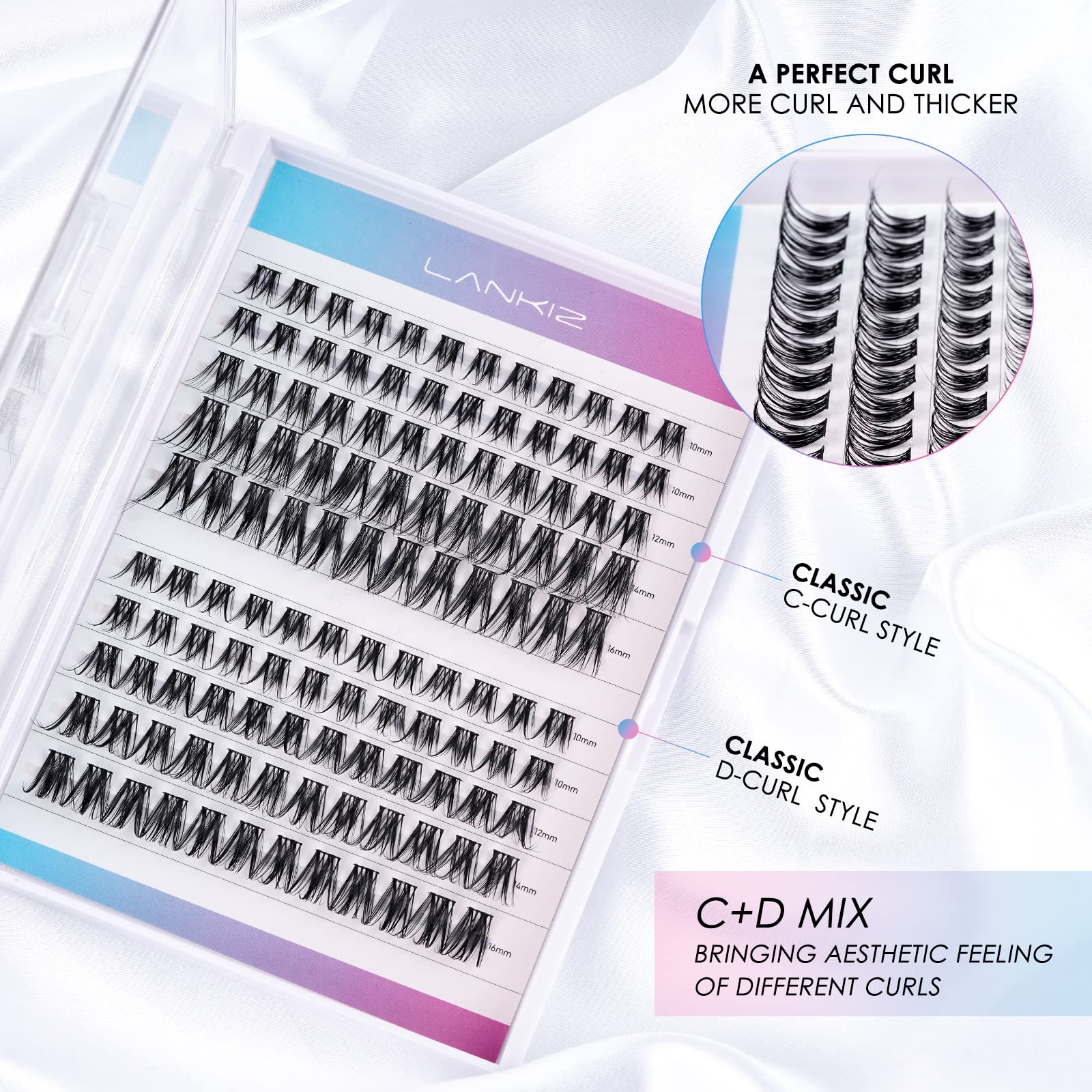 LANKIZ Lash Clusters Kit, Individual Lashes Kit, 120pcs Wispy Cluster Eyelashes Extension with Lash Bond & Seal and Lash Remover Kit