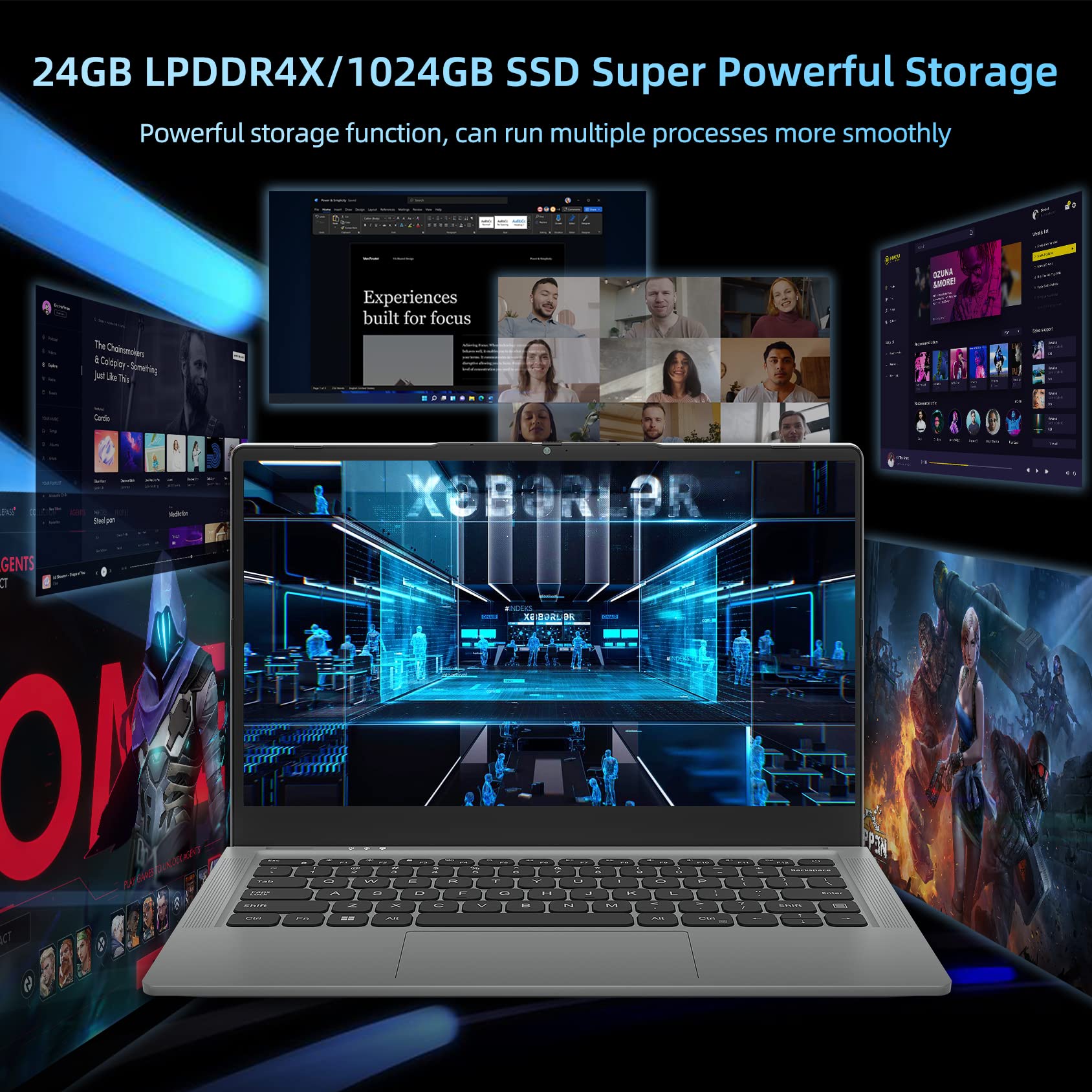 jumper Laptop, 24GB LPDDR4X RAM, 1024GB NVMe SSD, Intel Core i5 CPU(up to 3.6GHz), 14 Inch FHD IPS Display, Laptops Computer with 4 Stereo Speakers, Cooling Fan, 51.3WH, USB3.0 * 3, Metal.