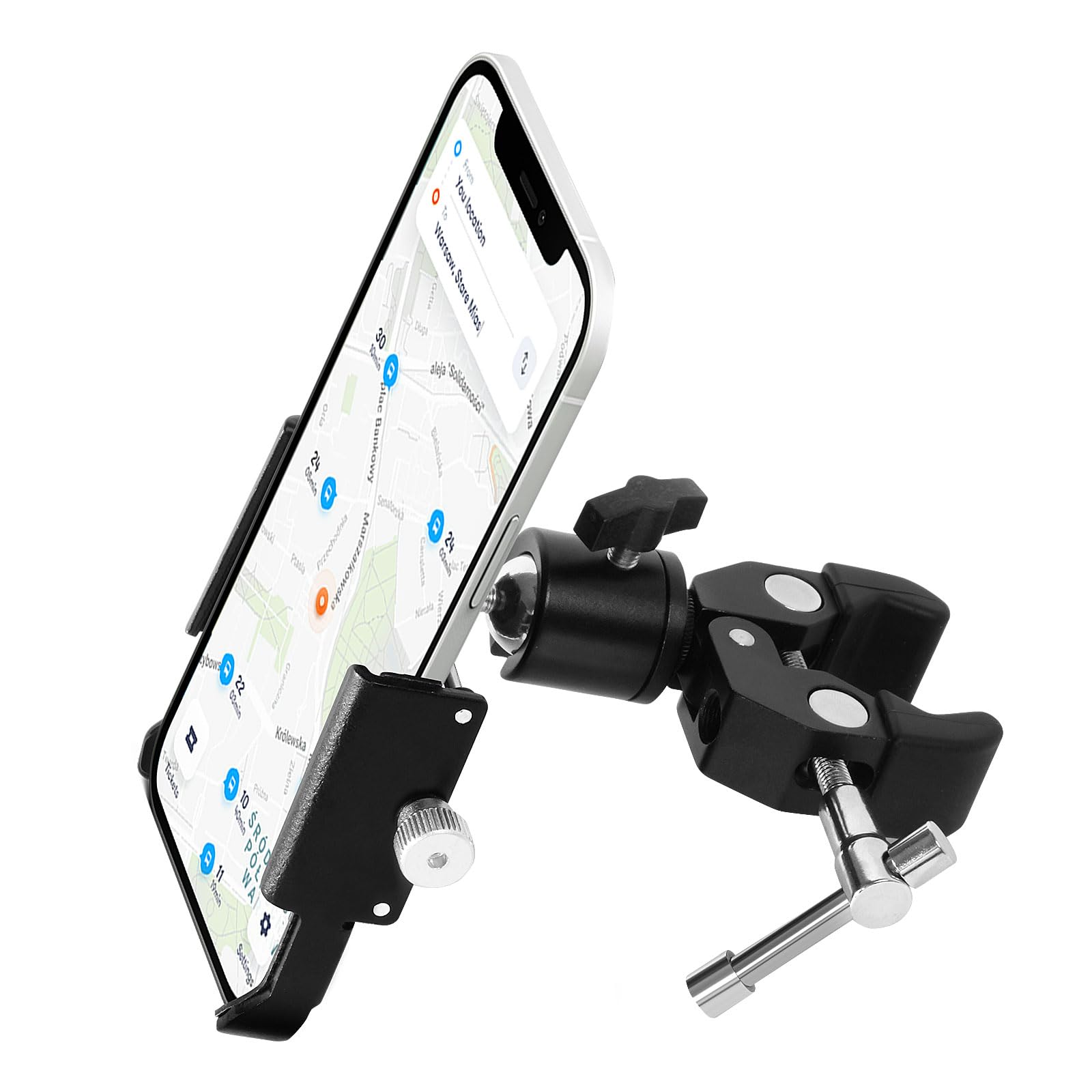 Codyofwatar Phone Holder with Clamp for Golf Cart, All Metal Universal Phone Holder Handlebar Mount Clamp for Golf, Stroller, Bicycle, Bike, Wheelchair