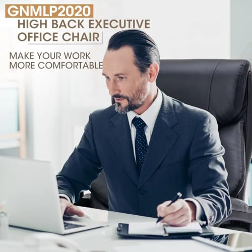 Big and Tall Office Chair for Heavy People 400 lbs, High Back Executive Office Chair with 2-Point Massage and Technological Leather, Plus Size Office Chair with Strong Metal Base Quiet Wheels