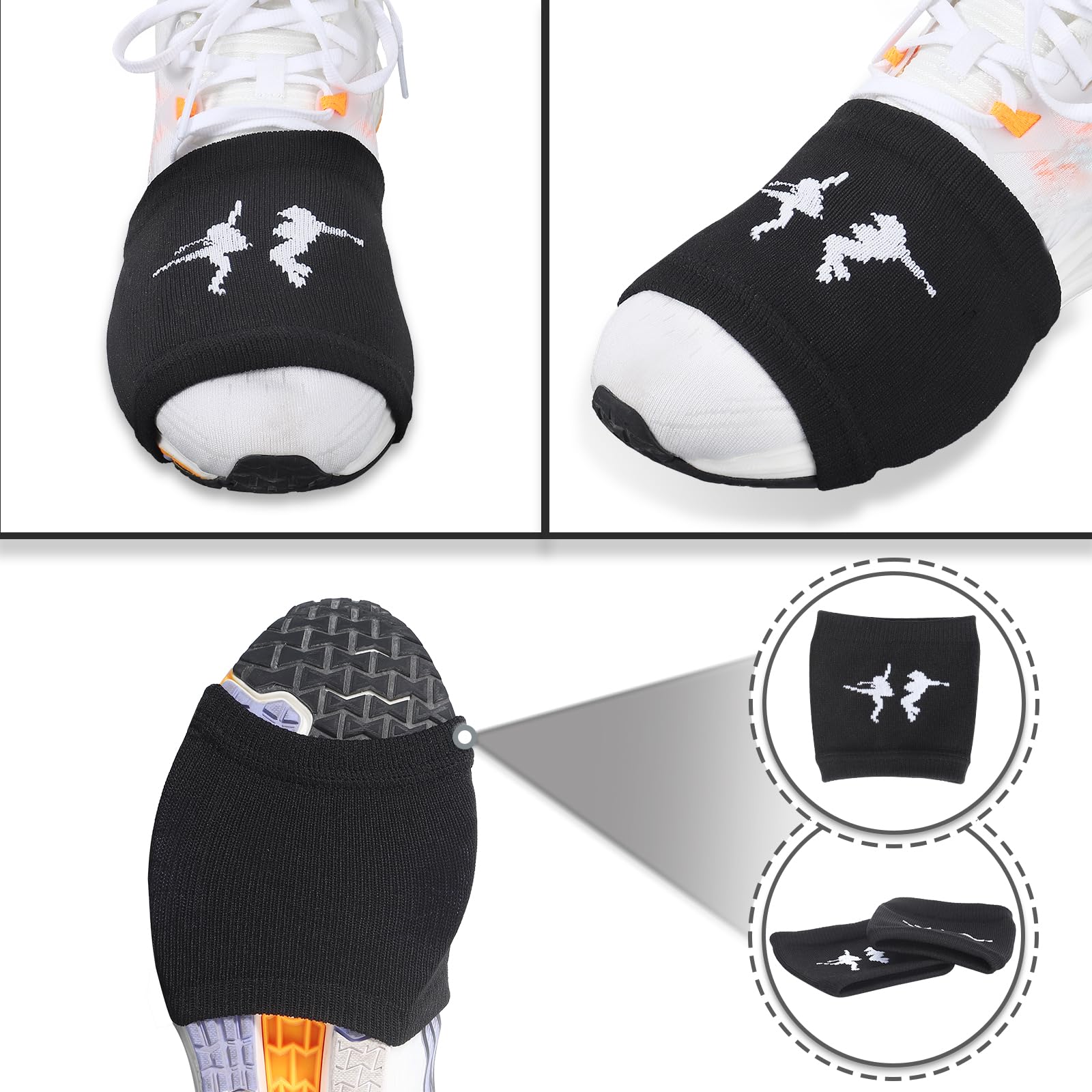 YAVOUN Socks for Dancing - 4 Pairs, Wearing Dance Socks on Shoes, Easy pivoting and Sliding on Sticky Indoor Dance Floors (Blak+white)