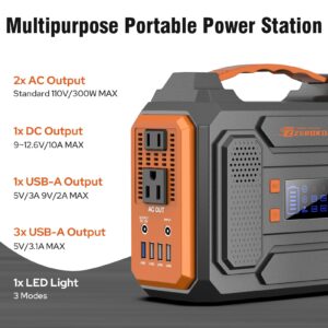 Portable Solar Generator, 300W Portable Power Station with Foldable 60W Solar Panel, 110V Pure Sine Wave, 280Wh Lithium Battery Pack with DC AC Outlet for Home Use, RV, Outdoor Camping Adventure