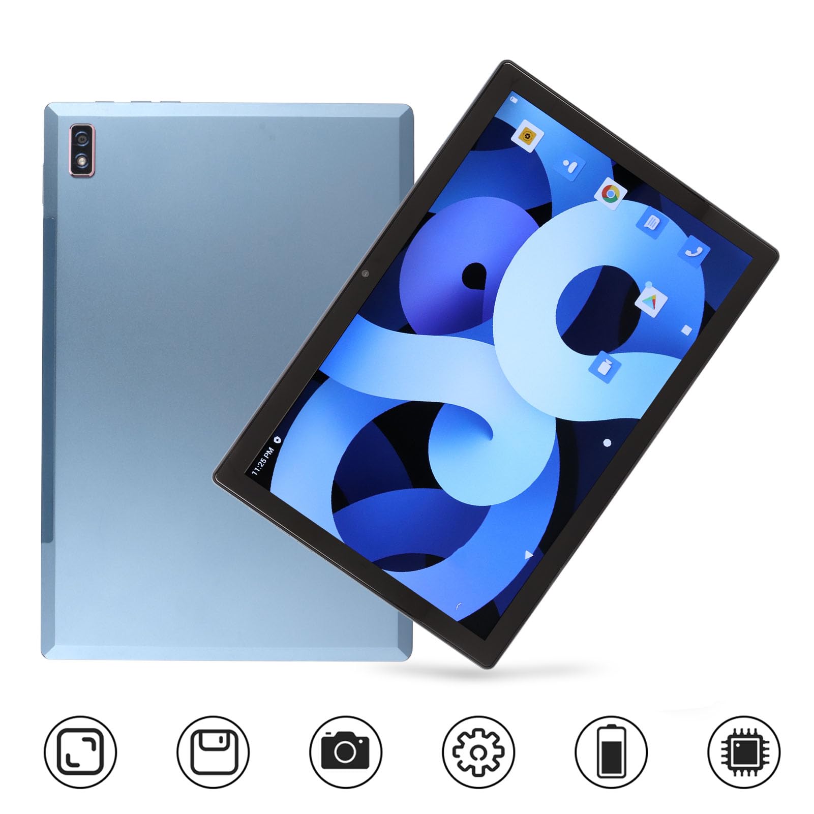 EBTOOLS 10.1 Inch Tablet, 2560x1600 HD Screen Octa Core Office Tablet 4G LTE 5G WiFi, 12GB RAM 512GB ROMCPU, 8MP 16MP Dual Cameras Tablet Built in 11200mAh Battery (Blue)