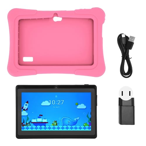 Cute Kids Tablet, 100‑240V 3000mAh Battery 32GB ROM Quad Core WiFi Dual Camera 7 Inch Children Tablet Touch Screen for Android 10.0 for Boys (US Plug)